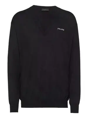 Prada V-neck Cashmere Jumper - Black