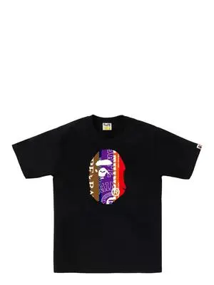 A BATHING APE Fans Scarf Ape Head Cotton T-shirt - Black