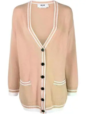 MSGM Contrasting-trim Knit Cardigan - Neutrals