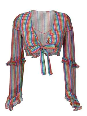 AMIR SLAMA Graphic-print Crop Top - Multicolour