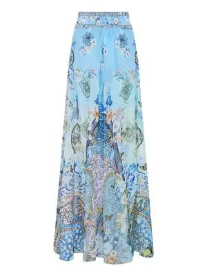 Camilla Wide-leg Sheer Trousers - Blue