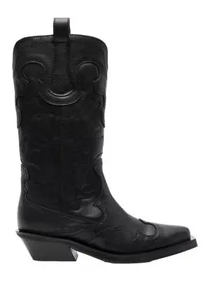 GANNI Panelled Calf-length Boots - Black
