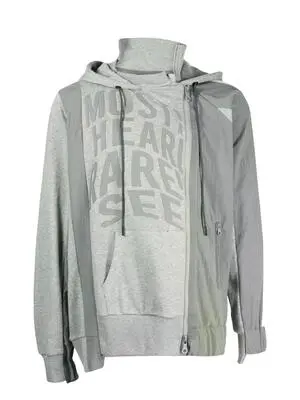 MOSTLY HEARD RARELY SEEN Asymmetric Logo Hoodie - Grey