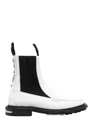 TOGA VIRILIS Charm-detail Leather Ankle Boots - White