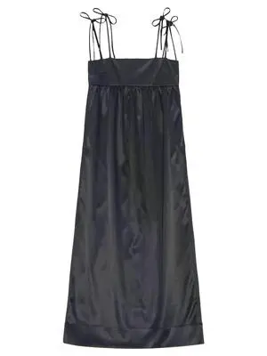 GANNI Sleeveless Satin Maxi Dress - Black