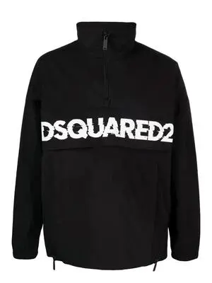 Dsquared2 Logo-print Poplin Half-zip Jacket - Black