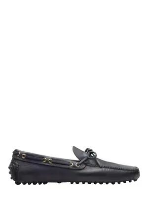 Car Shoe Lace-up Leather Boat Shoes - Blue