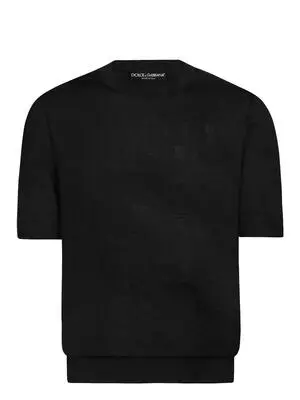 Dolce & Gabbana Logo-embroidered Silk Sweater - Black