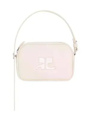 COURREGES Logo-embroidered Leather Camera Bag - Neutrals
