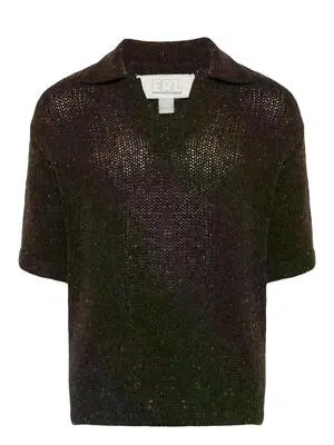 ERL Speckle-knit Polo Sweater - Brown