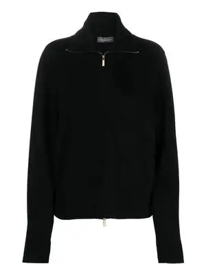 Lorena Antoniazzi Spread-collar Virgin Wool-blend Cardigan - Black