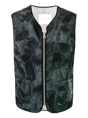 Mackintosh Tie-dye Print Gilet - Grey