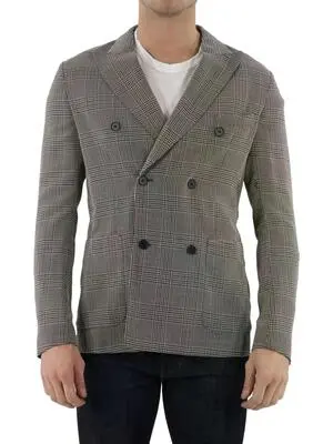 TONELLO Glen Plaid Double-breasted Jacket - Neutrals
