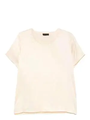 Liu Jo Satin T-shirt With Logo Charm - Neutrals