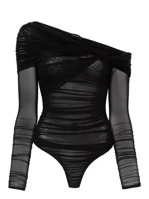 MUGLER Off-Shoulder Ruched Bodysuit
