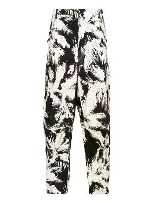 LANEUS Printed Multi-pocket Cotton Trousers - Neutrals
