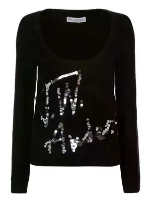 JW Anderson Paillette-embellished Ribbed Jumper - Black