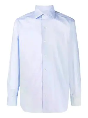 BARBA NAPOLI Spread-collar Cotton Shirt - Blue