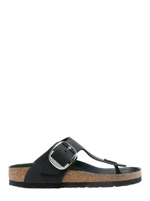 BIRKENSTOCK Gizeh Leather Buckle Sandals - Black