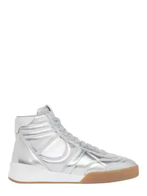 COURREGES Mid Club 02 Leather Sneakers - Silver