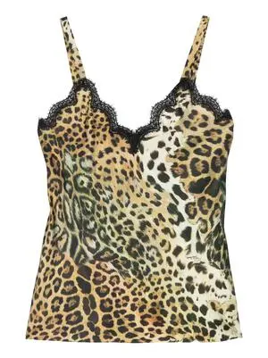 Roberto Cavalli Leopard-print Silk Top - Neutrals