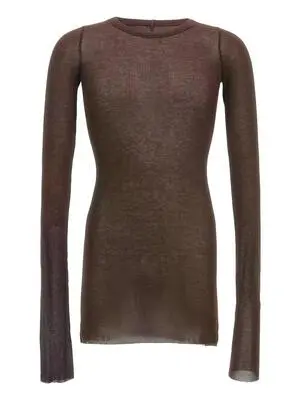 Rick Owens Ribbed T-shirt - Brown