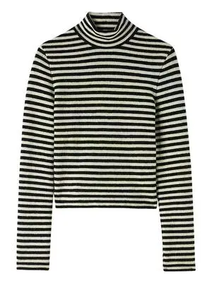 JIL SANDER Logo-patch Striped Wool Sweater - Black
