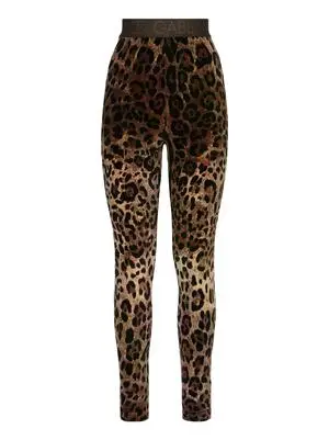 Dolce & Gabbana Leopard-print Jacquard Leggings - Brown