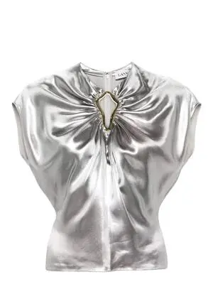 LANVIN Embellished Lamé Top - Silver