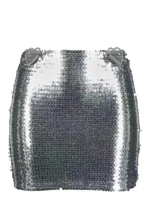 NENSI DOJAKA Sequinned Miniskirt With Heart Cut-out - Silver
