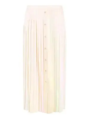 Prada Logo-jacquard Silk Pleated Skirt - Neutrals