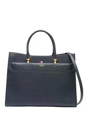 Thom Browne Pebbled Leather Duet Tote - Blue