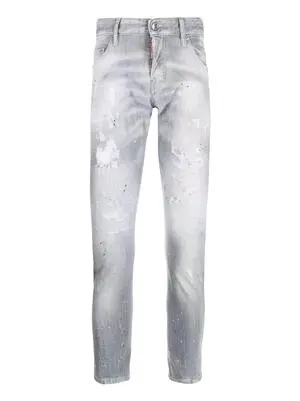 Dsquared2 Mid-Rise Distressed Skinny Jeans Grey