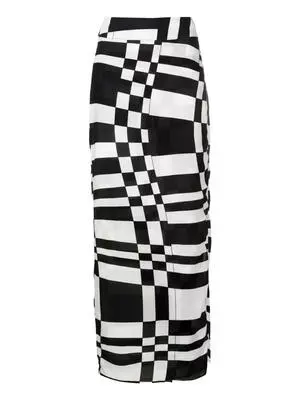 AMIR SLAMA Geometric-print Midi Skirt - Black