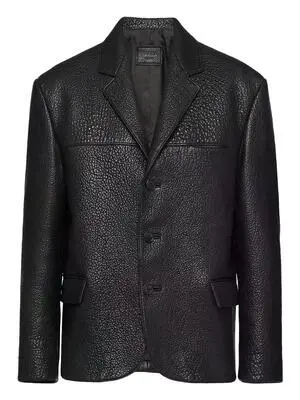 Prada Single-breasted Leather Jacket - Black