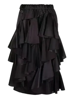 Comme Des Garçons Ruffled Tiered Midi Skirt - Black