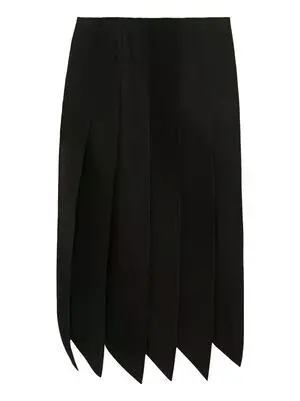 Victoria Beckham Pleated Silk Midi Skirt - Neutrals