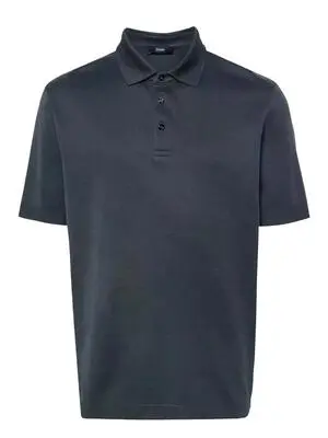 Herno Knitted Cotton Polo Shirt - Blue