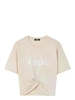 Versace Safety Pin Cropped T-shirt - Neutrals