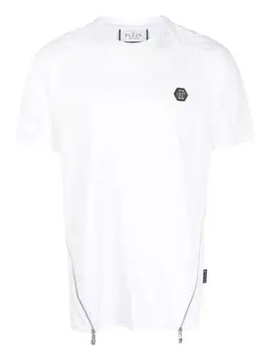 Philipp Plein Logo-patch Zip-detailing T-shirt - White