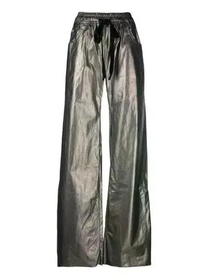 ISAAC SELLAM EXPERIENCE Metallic Calf Leather Trousers - Silver