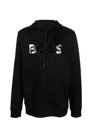 BOSS Logo Drawstring Hoodie - Black