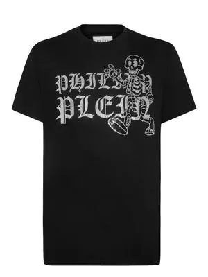 Philipp Plein Rhinestone-skeleton Cotton T-shirt - Black
