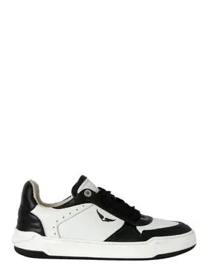 Zadig&Voltaire Low-top Leather Sneakers With Signature Wings - Black