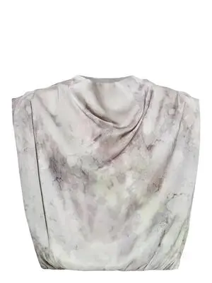 GESTUZ Sleeveless Top With Draped Detailing - Grey