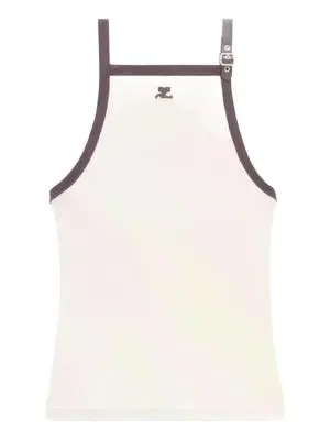 COURREGES Buckle-detail Cotton Tank Top - Neutrals