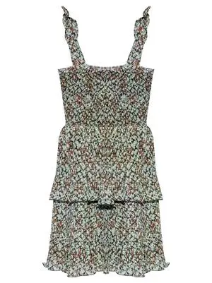 GANNI Printed Ruffled Mini Dress - Neutrals