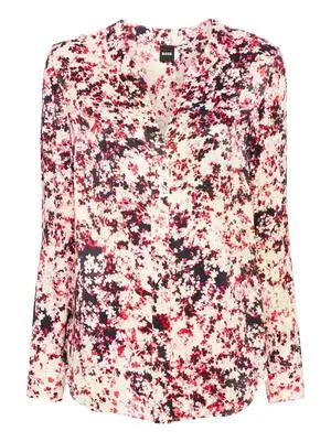 BOSS Floral-print Satin Shirt - Neutrals