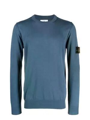Stone Island Logo-patch Crew Neck Sweatshirt - Blue