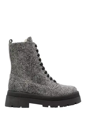 Fabiana Filippi Herringbone Lace-up Ankle Boots - Black